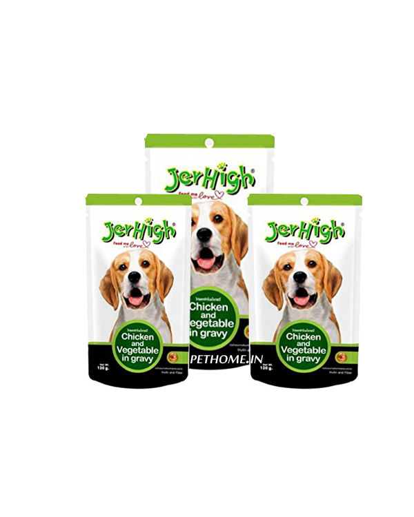 JerHigh Veg and chicken in Gravy for Dogs-360 gms (3pouches) – PetHome.in